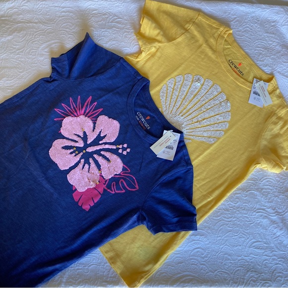 J. Crew | Shirts & Tops | J Crew Set Of 2 Girls Sequin Graphic Tshirts ...